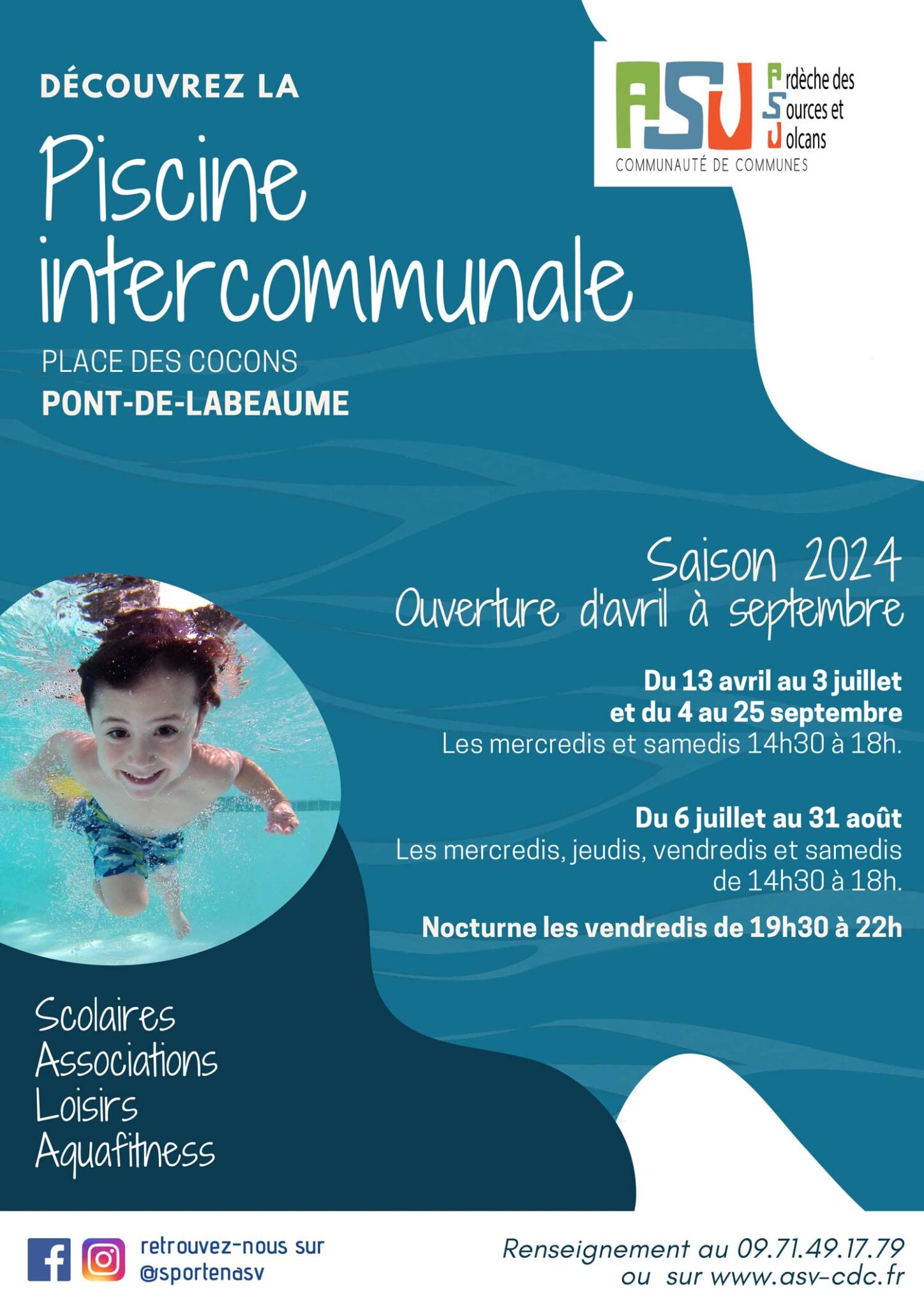 Piscine intercommunale : ouverture le 13 avril 2024