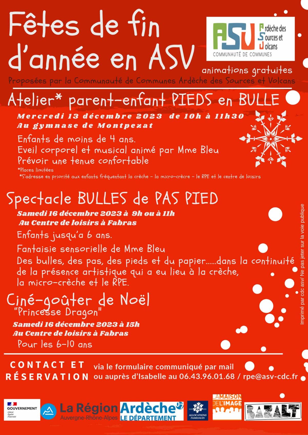 FÊTES DE FIN D’ANNÉE EN ASV